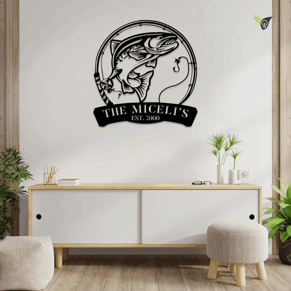 Personalized Name Rainbow Trout Fish Fishing Metal Art With Led Lights ...
