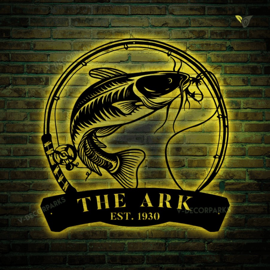 Catfish Fish Fishing Custom Wall Decor, Personalized Name Metal Sign ...