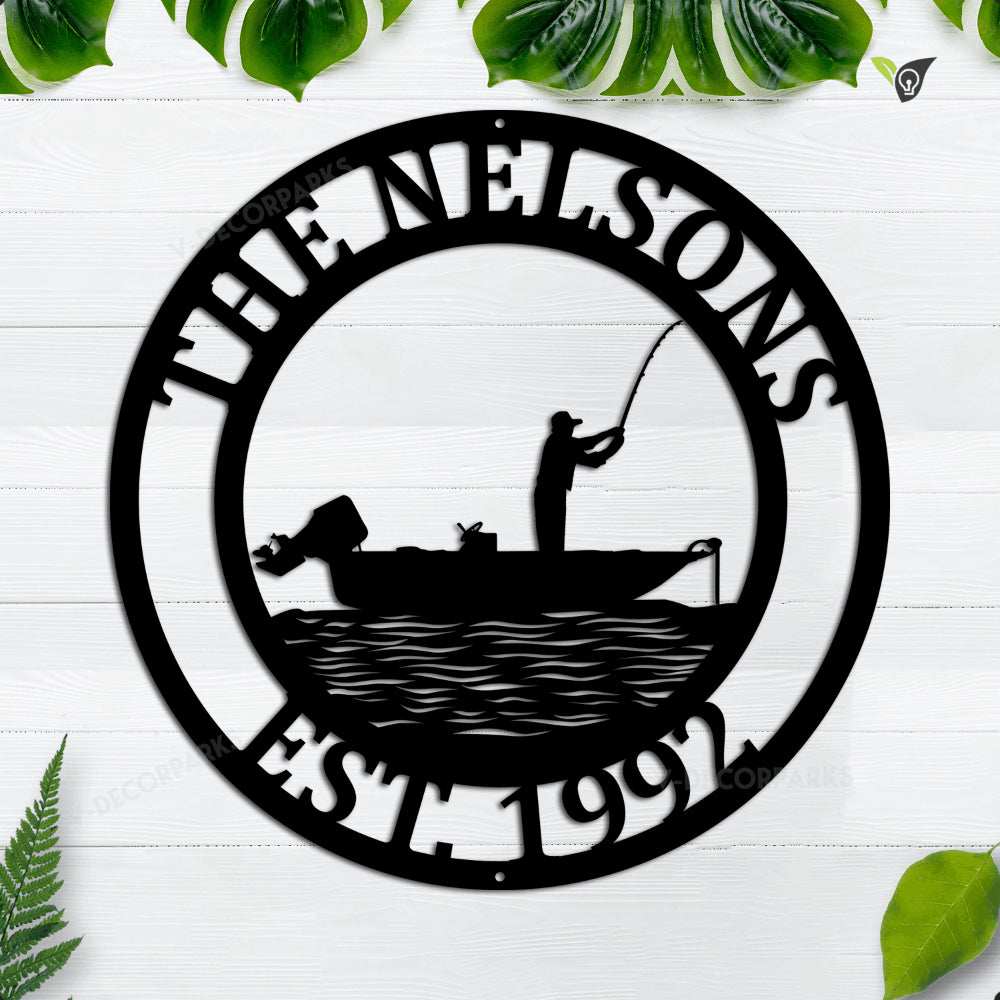 Personalized Name Fishing Boat Lake House Metal Sign, Fishing Metal ...