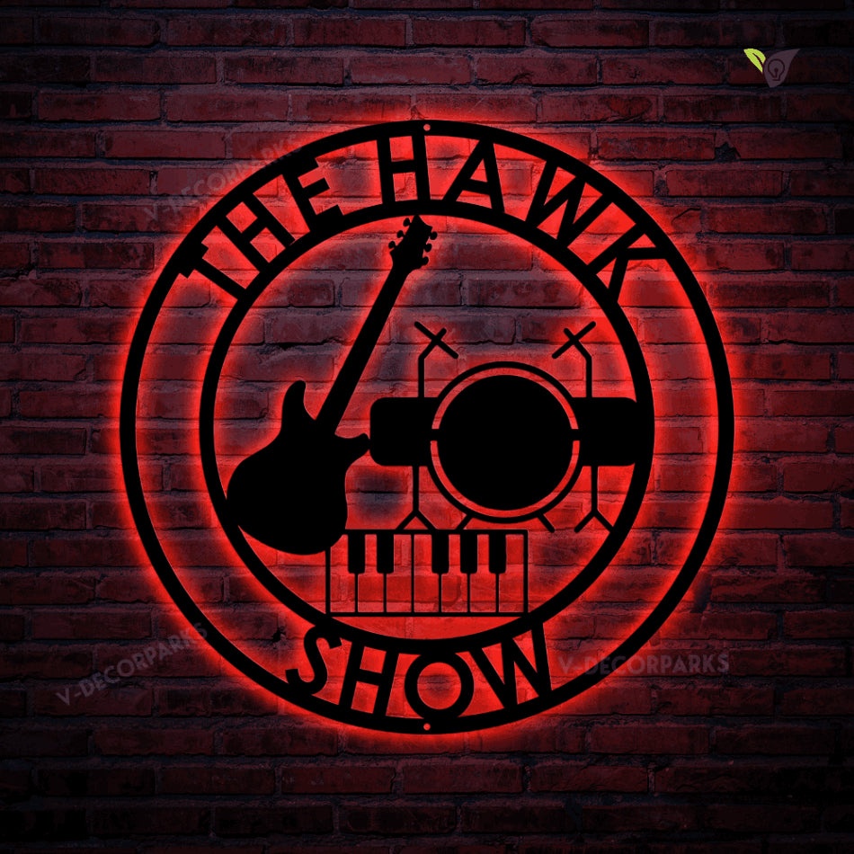 Custom Music Room Sign, Music Studio Metal Sign With Led Lights ...