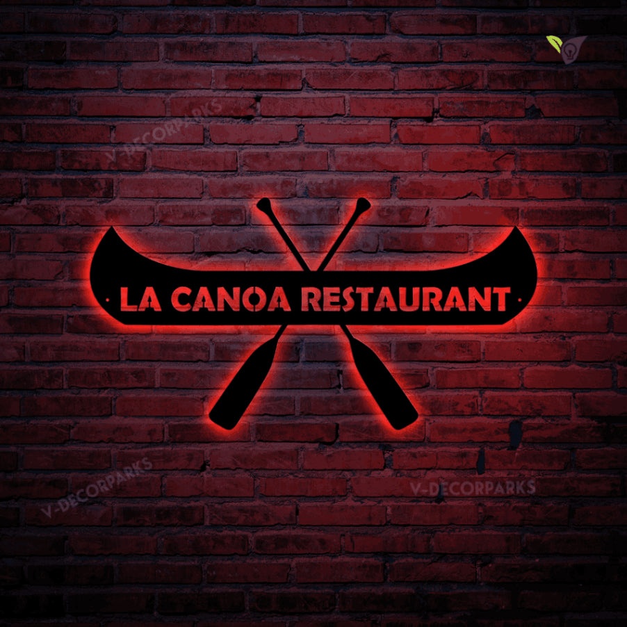 Personalized Canoe Sign Custom Family Name Metal Sign With Led Lights ...