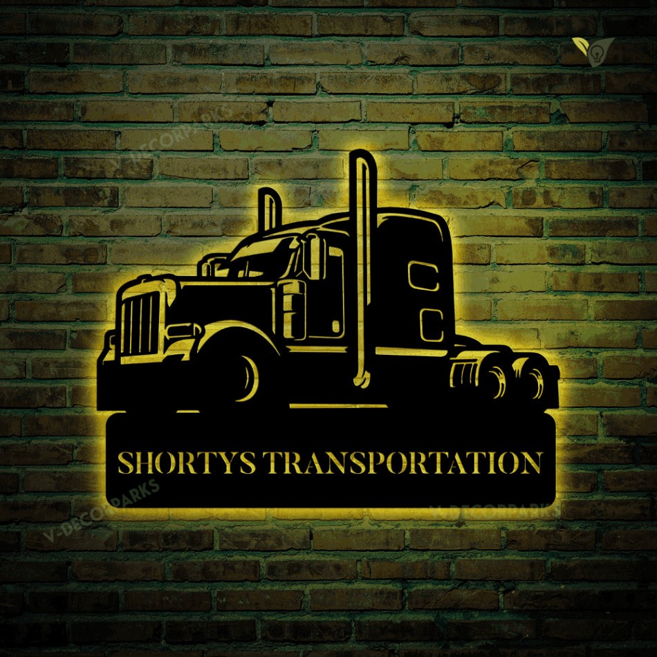 Personalized Your Name Semi Truck Metal Sign With Led Lights, Trucking ...