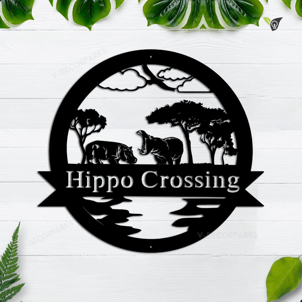 Wildlife Hippo Metal Art, Hippo Metal Sign Wall Decor | Nalaprint