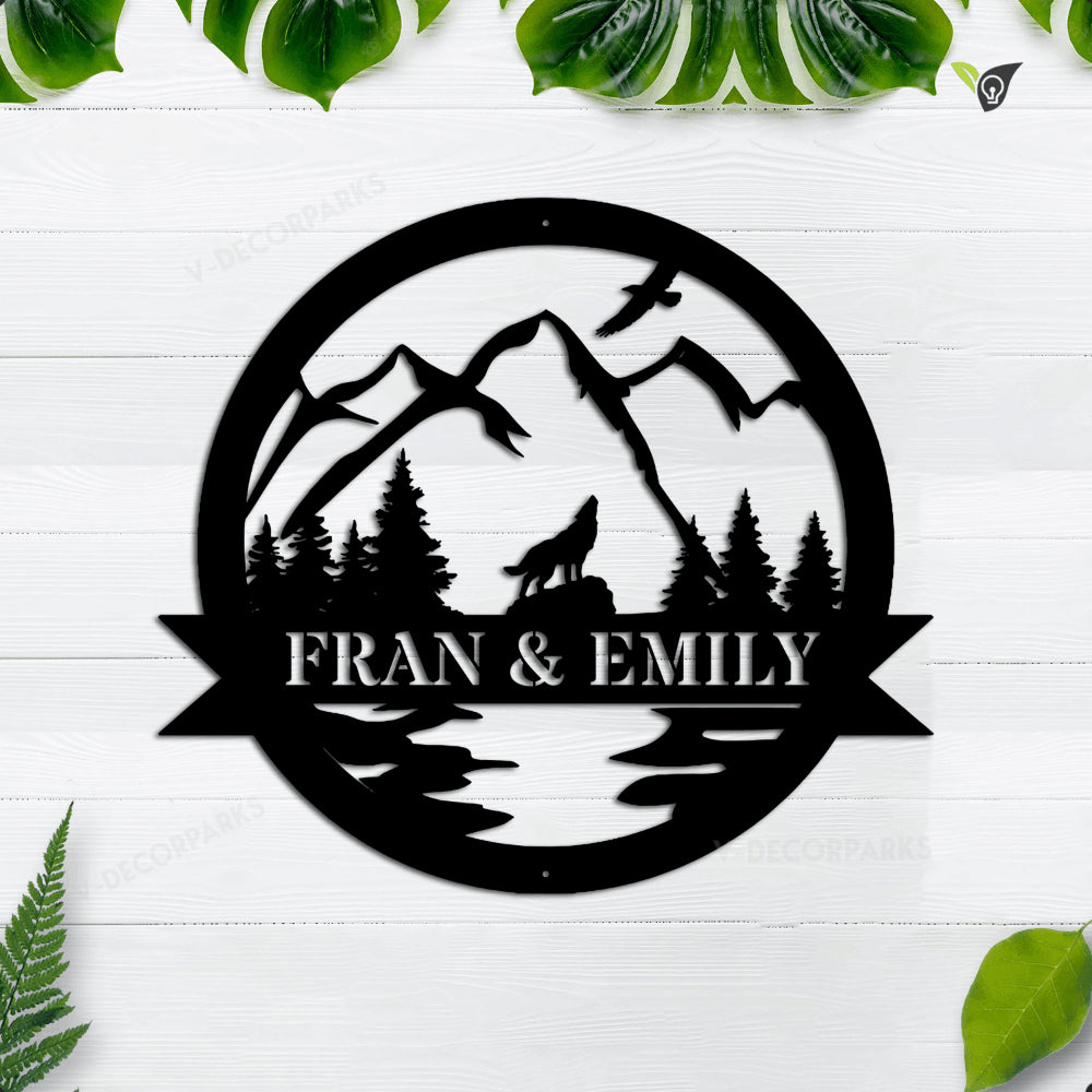 Personalized Howling Wolf Metal Ranch Sign| Outdoor, Weatherproof Sign ...