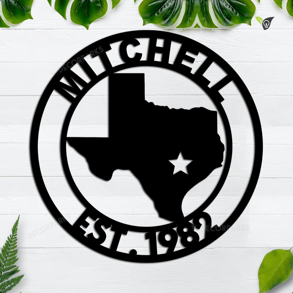 Personalized Texas Metal Wall Art, Custom Texas Home Name Sign ...