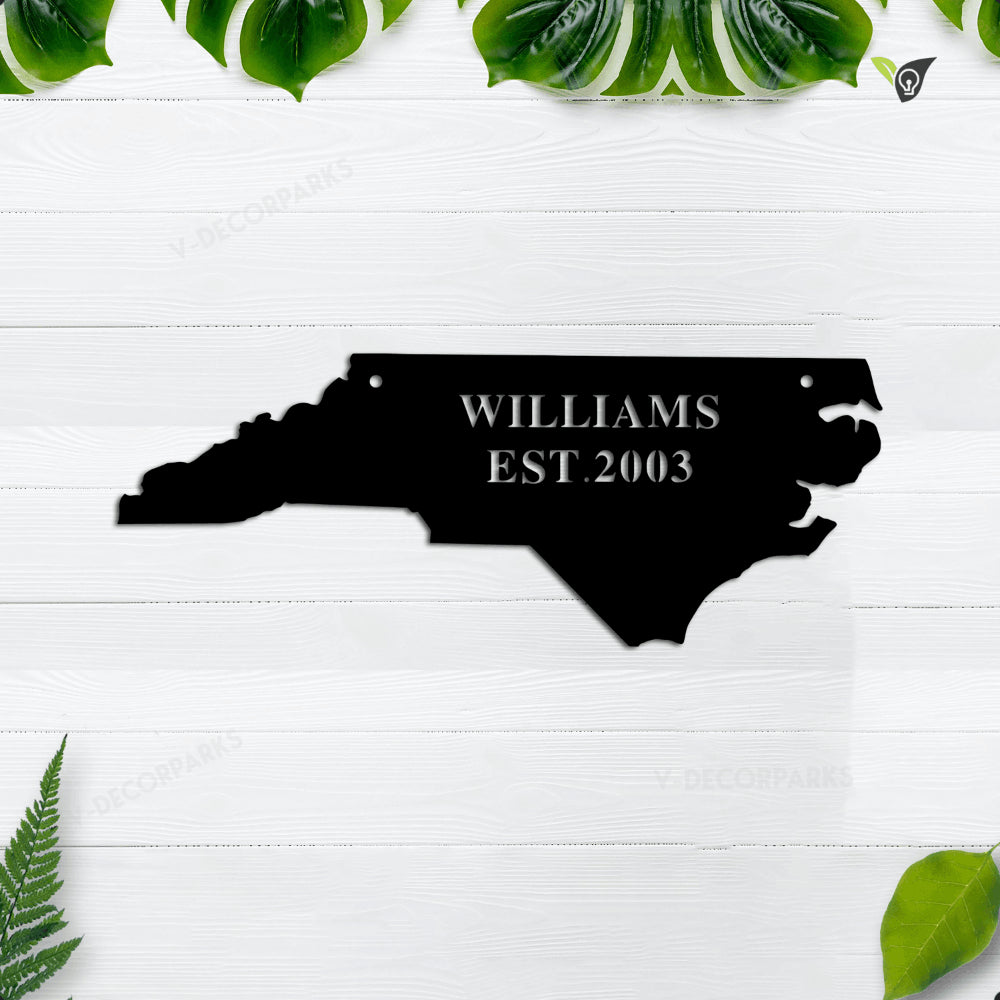 North Carolina Metal Wall Art, Personalized North Carolina Established ...