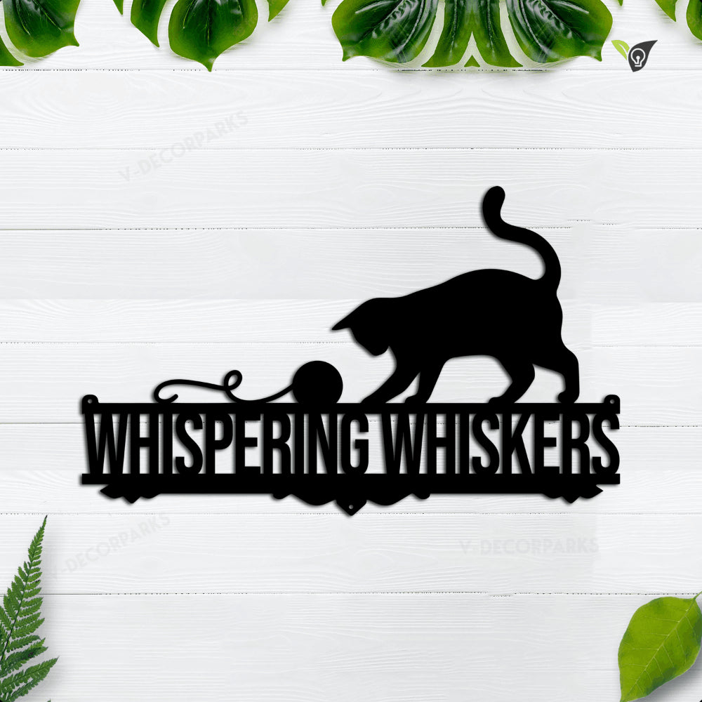 Cat Playing Whispering Whiskers Metal Sign, Cat Decor, Cat Wall Art ...