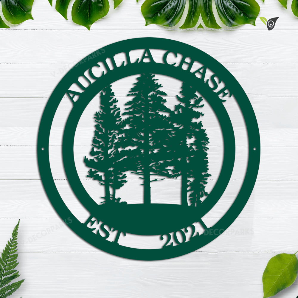 Personalized Pine Tree Metal Sign, Custom Metal Sign, Metal Art Wall ...