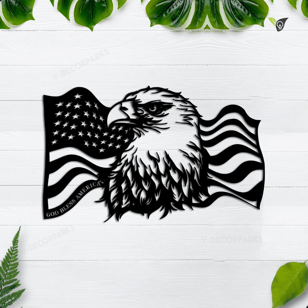 American Flag Eagle Metal Sign, Us Flag With Eagle Metal Wall Art ...