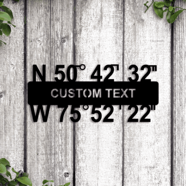 Gps Coordinates Sign With Led Lights, Metal Wall Art, Latitude ...