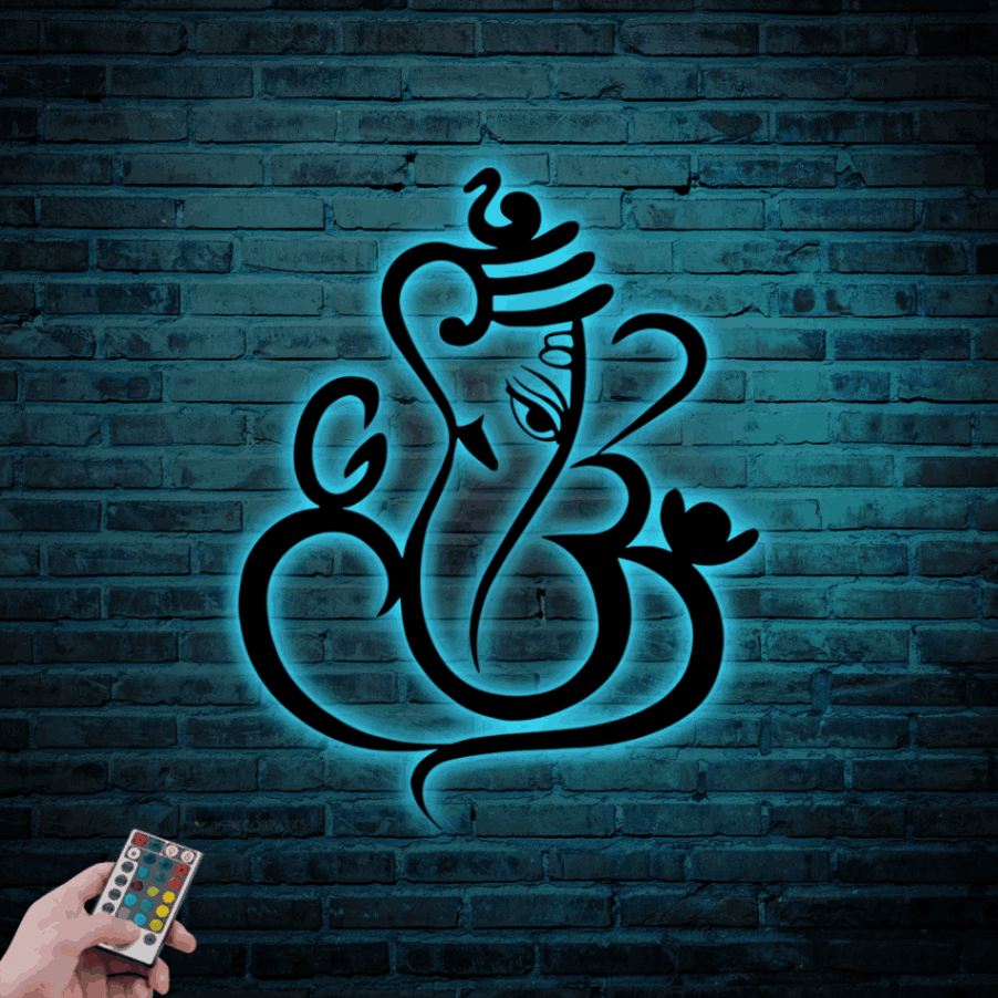 Ganesha Led Lights, Metal Wall Art, Abstract, Metal Wall Hanging Art ...