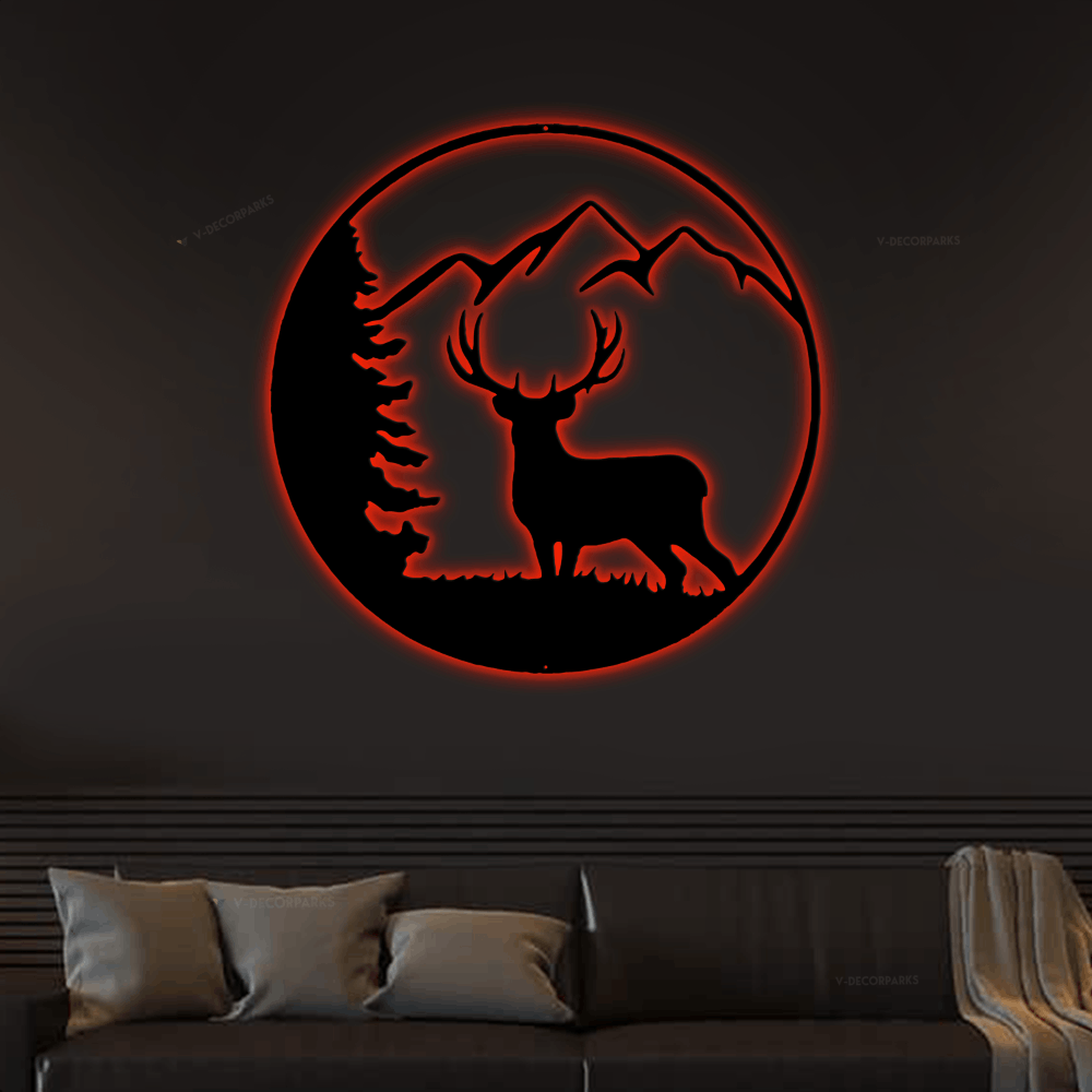 Graceful Deer Sign With Led Lights, Personalized Graceful Deer Monogram ...