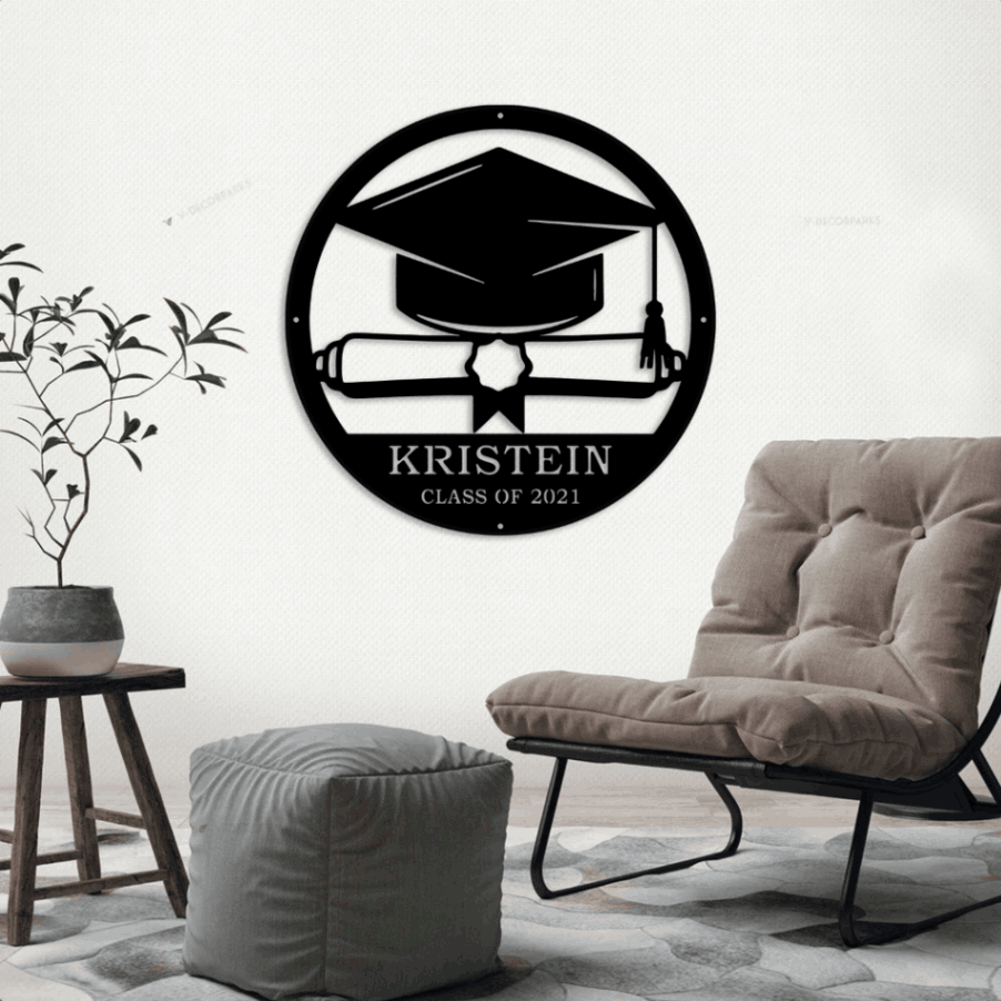 Graduation Metal Sign With Led Lights, - Monogram - Graduation Gift ...