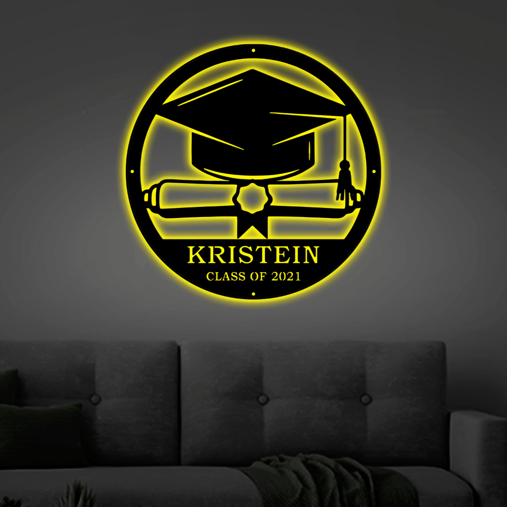 Graduation Metal Sign With Led Lights, - Monogram - Graduation Gift ...