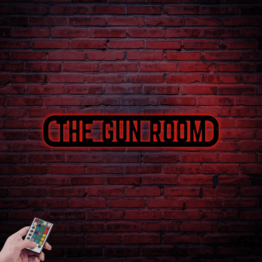 Gun Room Sign With Led Lights, Gun Owner Metal Wall Art, Gun Room Decor ...