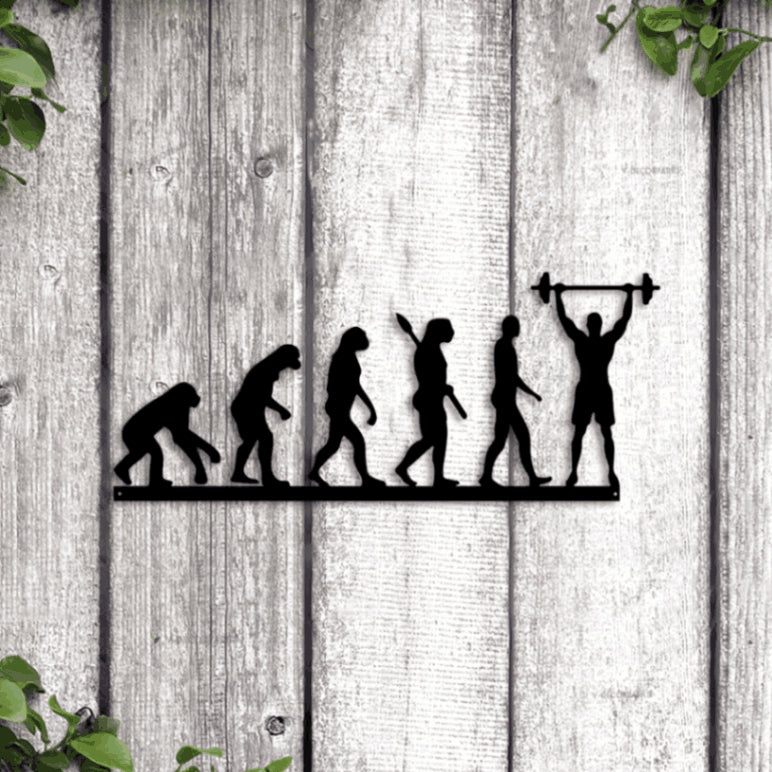 Gym Evolution Sign With Led Lights, Metal Funny Gym Wall Art, Gym Metal ...