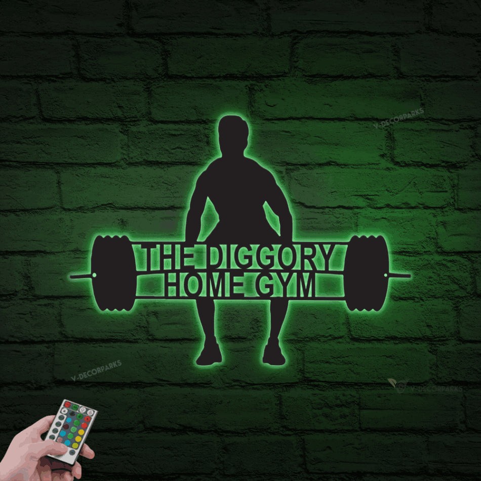 Gym Sign With Led Lights, Personalized Home Gym Sign, Custom Metal Gym ...