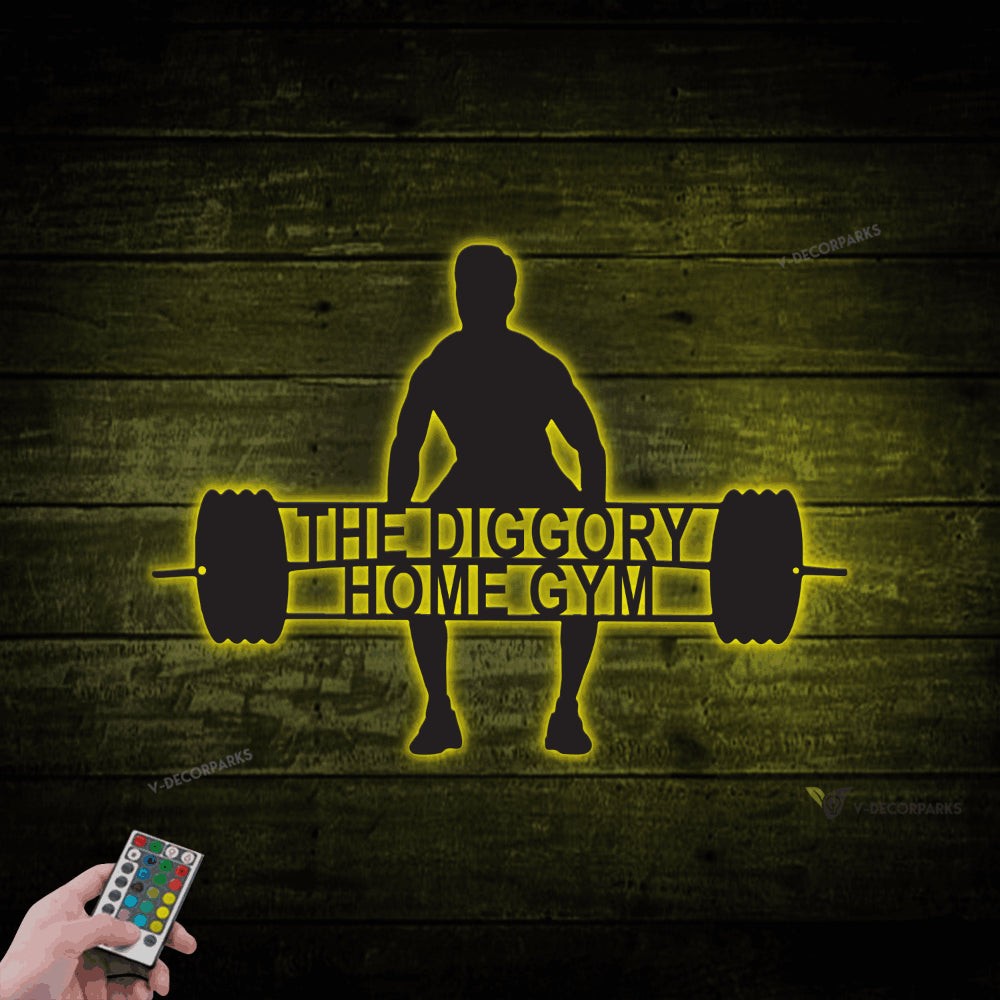 Gym Sign With Led Lights, Personalized Home Gym Sign, Custom Metal Gym ...