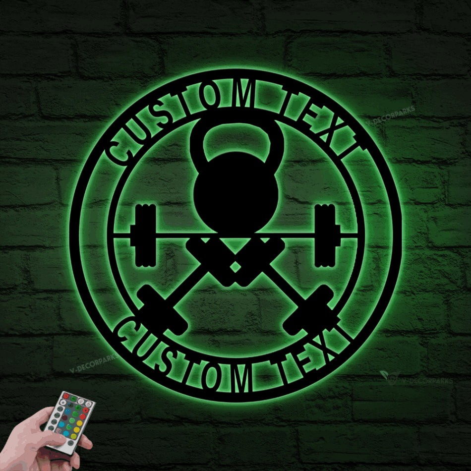 Gym Sign, Personalized Home Gym Sign With Led Lights, Custom Metal Gym ...