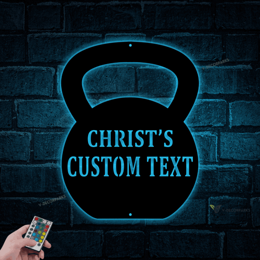 Gym Sign With Led Lights, Personalized Home Gym Sign, Custom Metal Gym ...