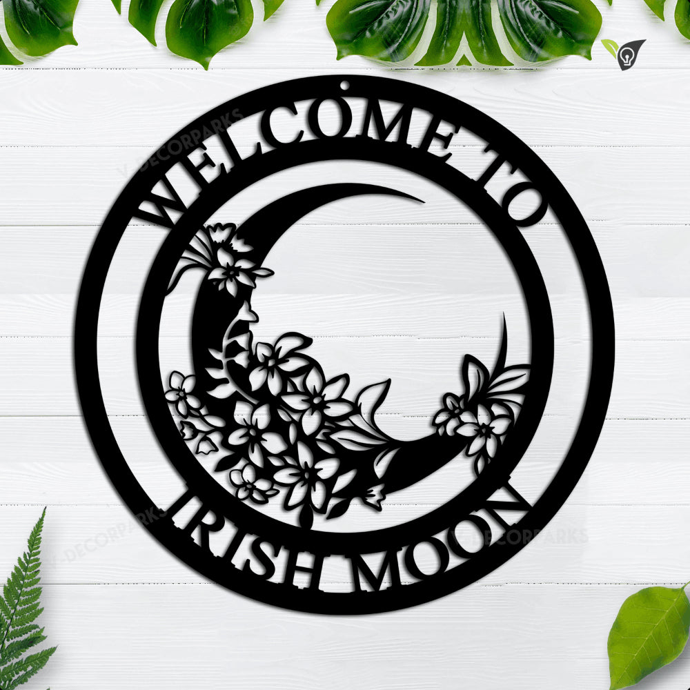 Personalized Floral Moon Metal Sign, Moon Name Sign, Custom Metal Name ...