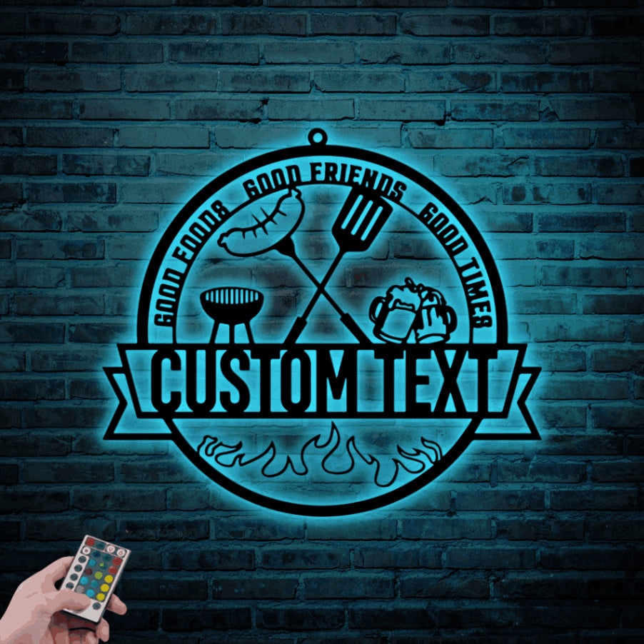 Home Bar Wall Art With Led Lights, Home Bar Wall Decor, Custom Barbeque ...