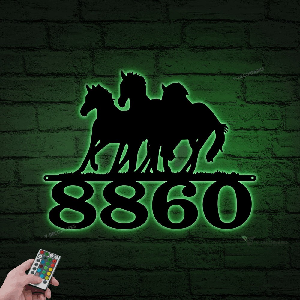 Personalized Address Sign With Led Lights, Custom Metal House Number ...