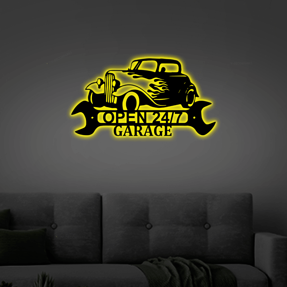 Hot Rod Shop Sign Workshop With Led Lights, Personalized Sign Trike ...