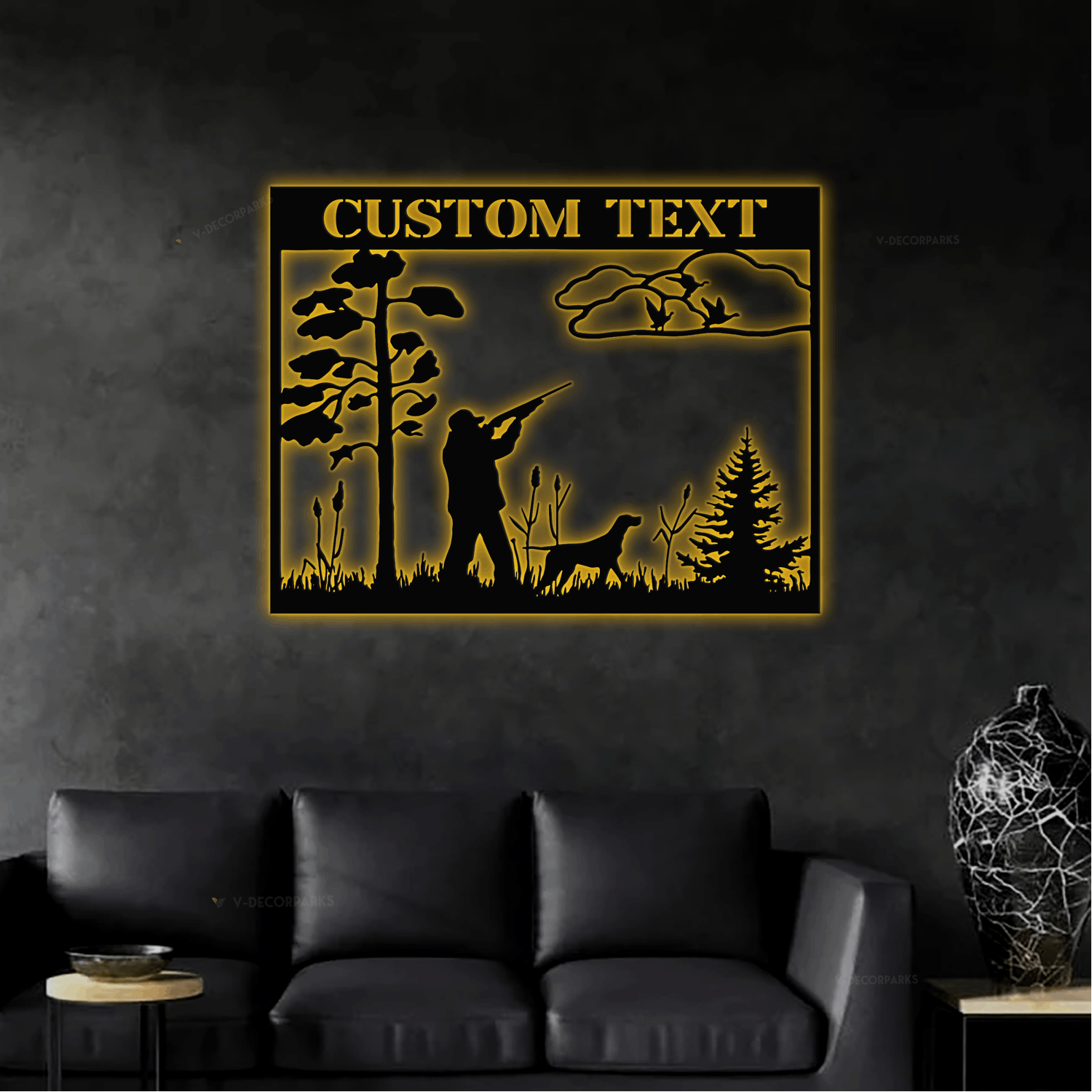 Hunting Man And His Dog Personalized Metal Sign Gift With Led Lights ...