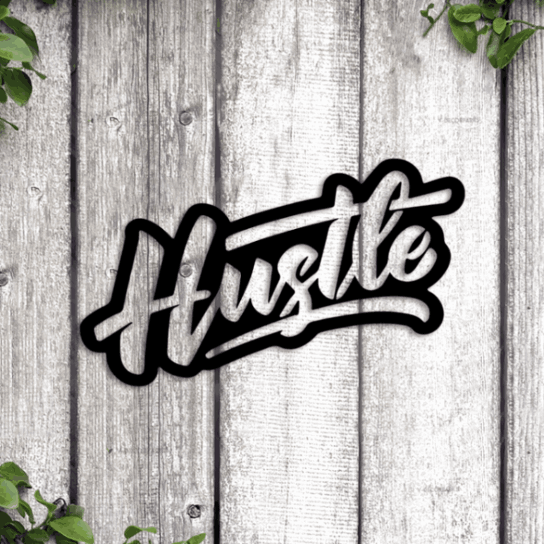 Hustle Sign With Led Lights, Hustle Metal Sign, Motivational Art ...