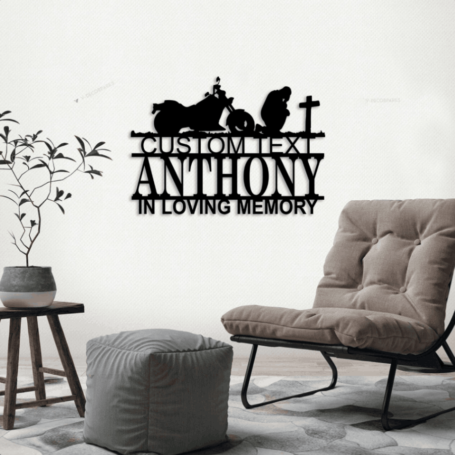 In Loving Memory With Led Lights, Memorial Biker Name Sign Personalized ...