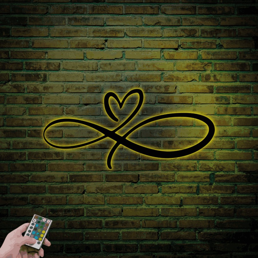 Infinity Heart Sign With Led Lights, Metal Infinity Heart Wall Decor ...