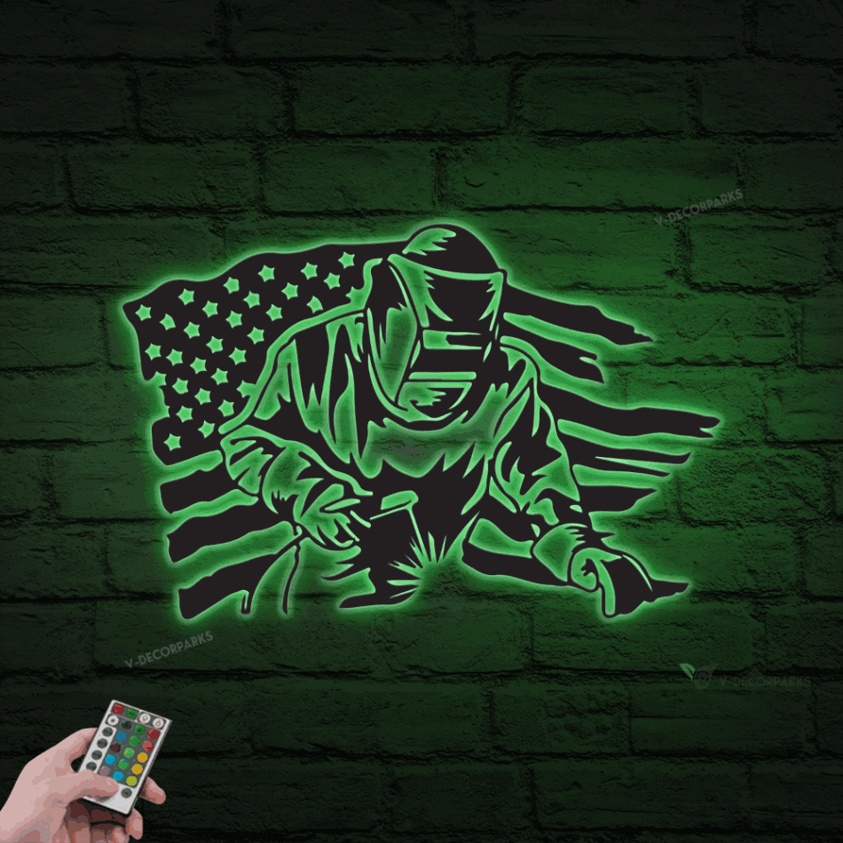 Ironworker Welding Metal Sign With Led Lights, Us Welder Decor, Iron ...