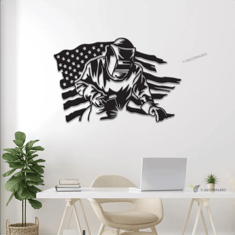 Ironworker Welding Metal Sign With Led Lights, Us Welder Decor, Iron ...