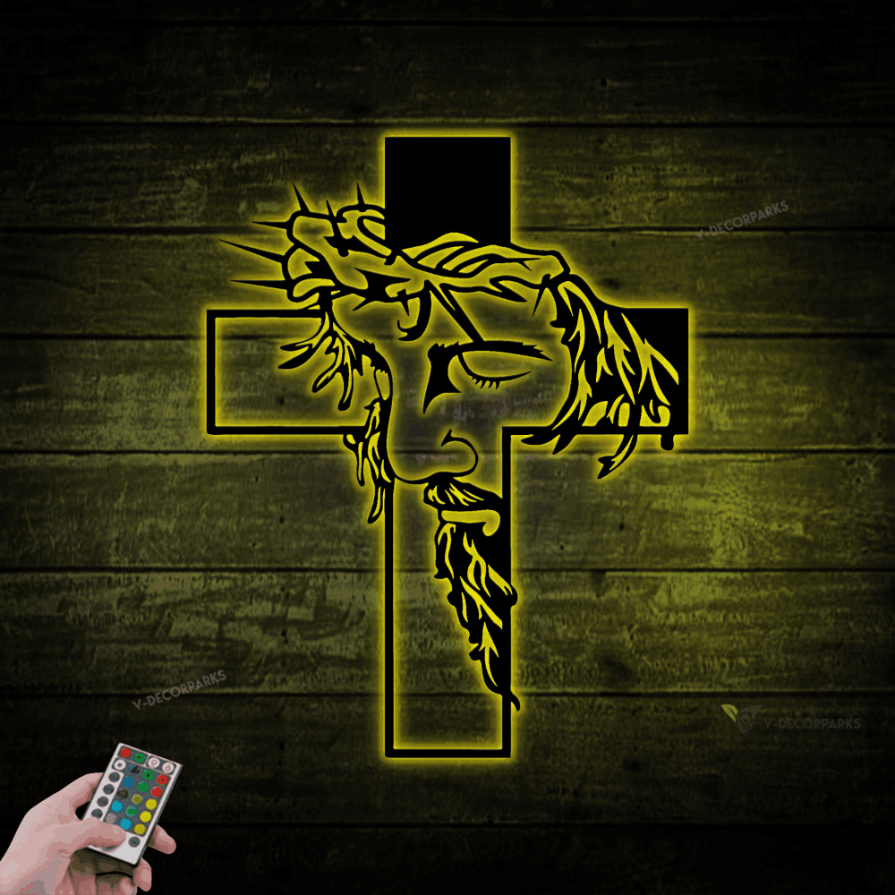 Jesus Cross Metal Sign Led Lights, Gift For Christians, Baptism Cross ...