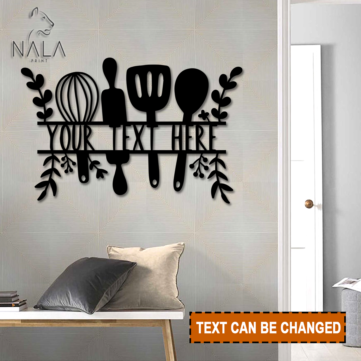 Personalized Kitchen Split Metal Sign Decor, Cooking Utensils Wall Art ...