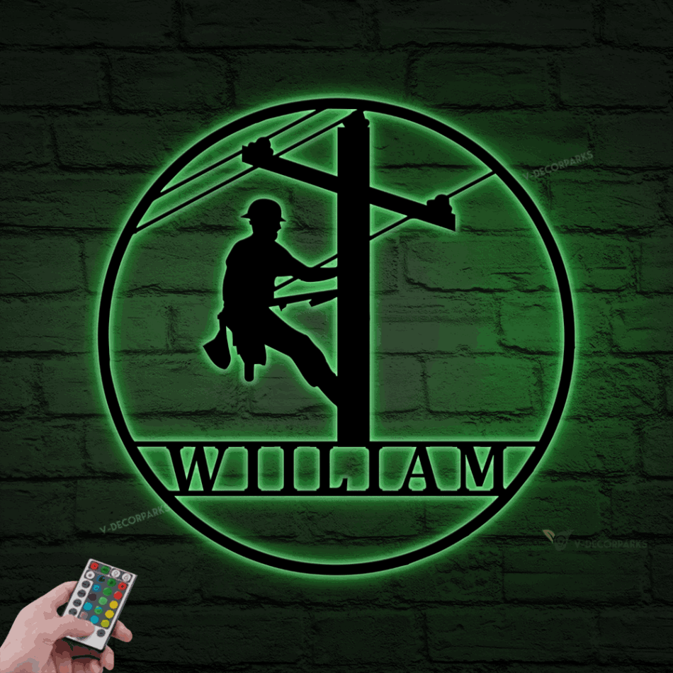 Personalized Lineman Electrician Sign, Linemen Led Lights Sign ...