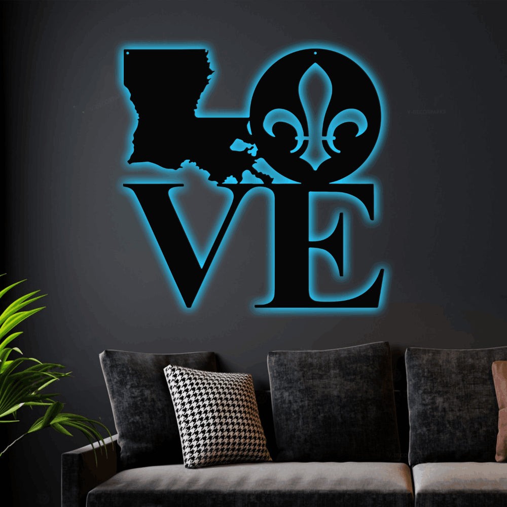 Louisiana Metal Decor With Led Lights, Louisiana Art, Louisiana Fleur ...