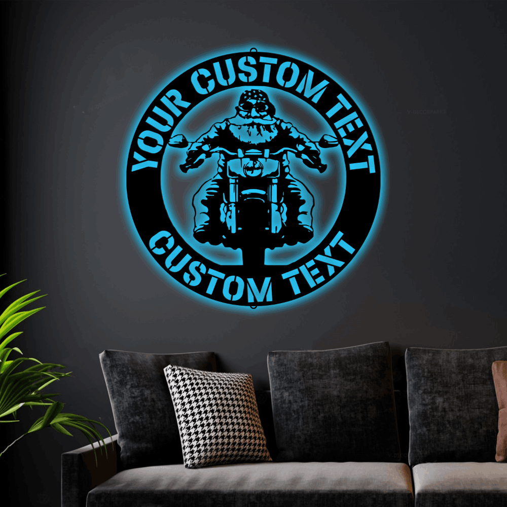 Motorbike Sign Monogram Led Lights Wall Art, Personalized Motorcycle ...