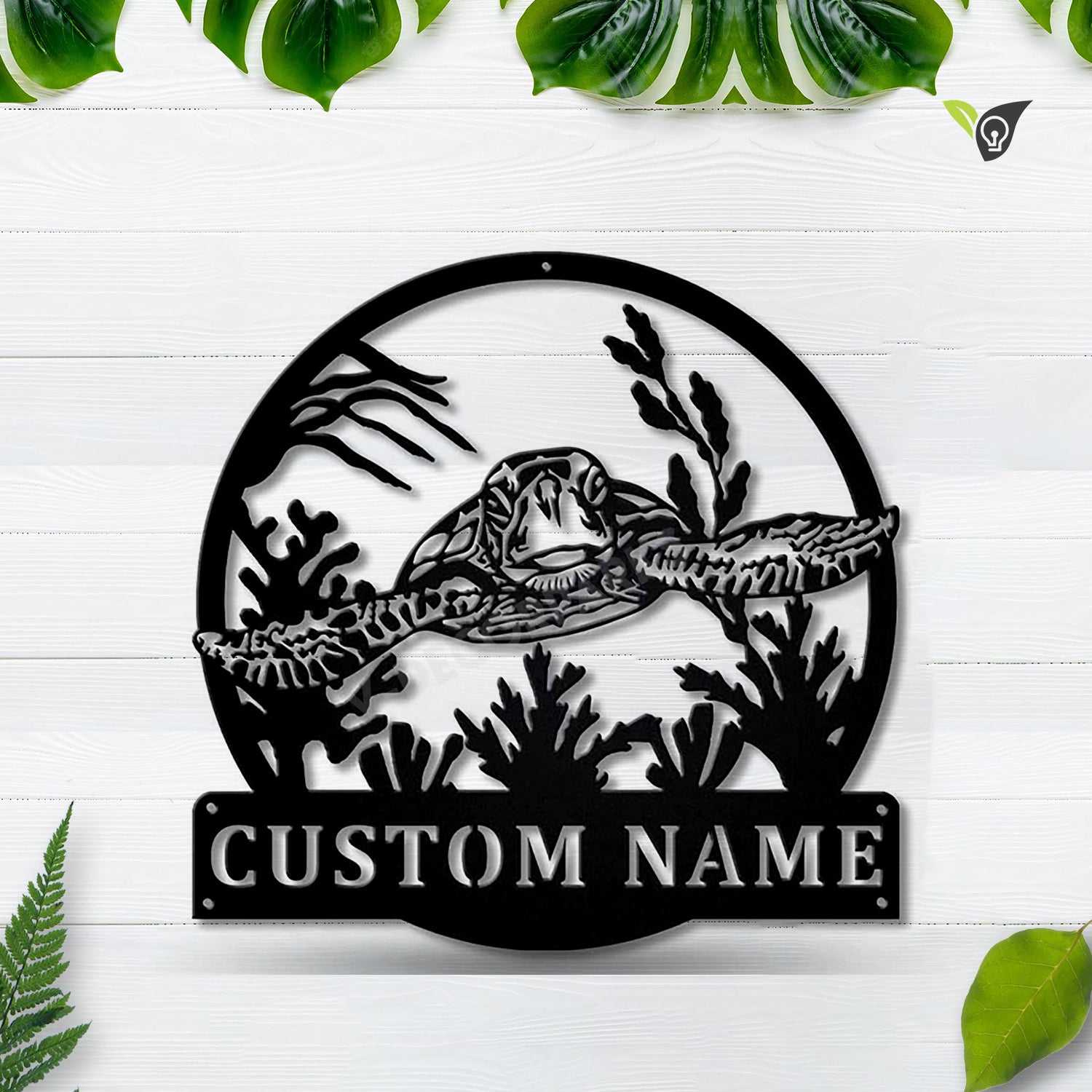 Personalized Sea Turtle Metal Sign Art V2, Custom Sea Turtle Monogram ...