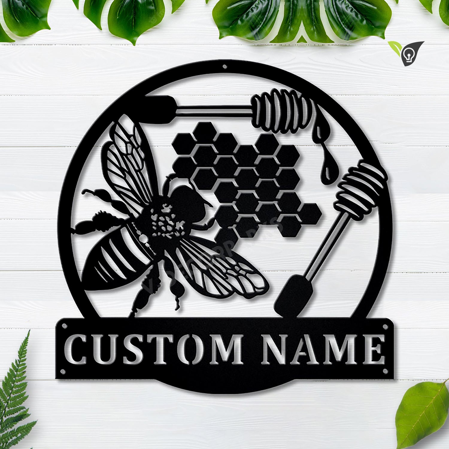 Personalized Bee Honeycombs Monogram Metal Sign Art, Custom Honey Bee ...