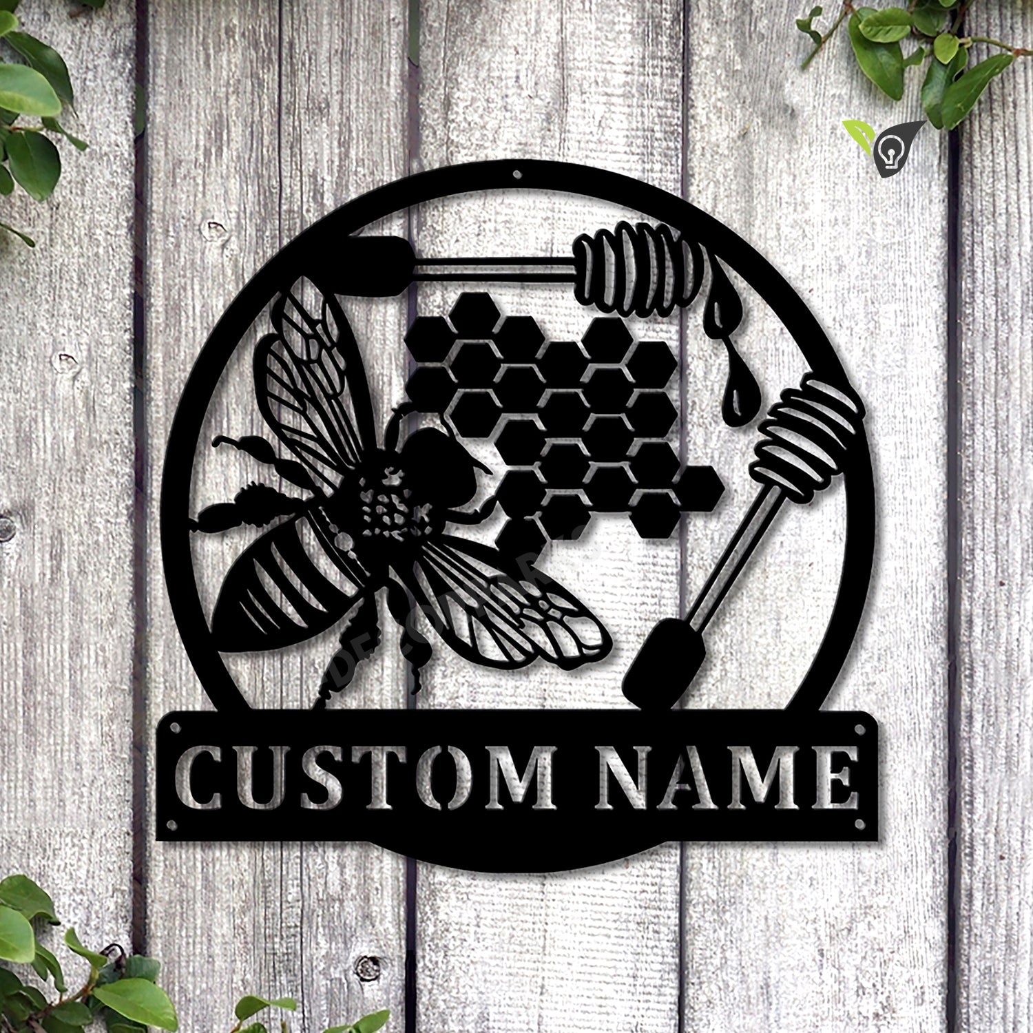Personalized Bee Honeycombs Monogram Metal Sign Art, Custom Honey Bee ...