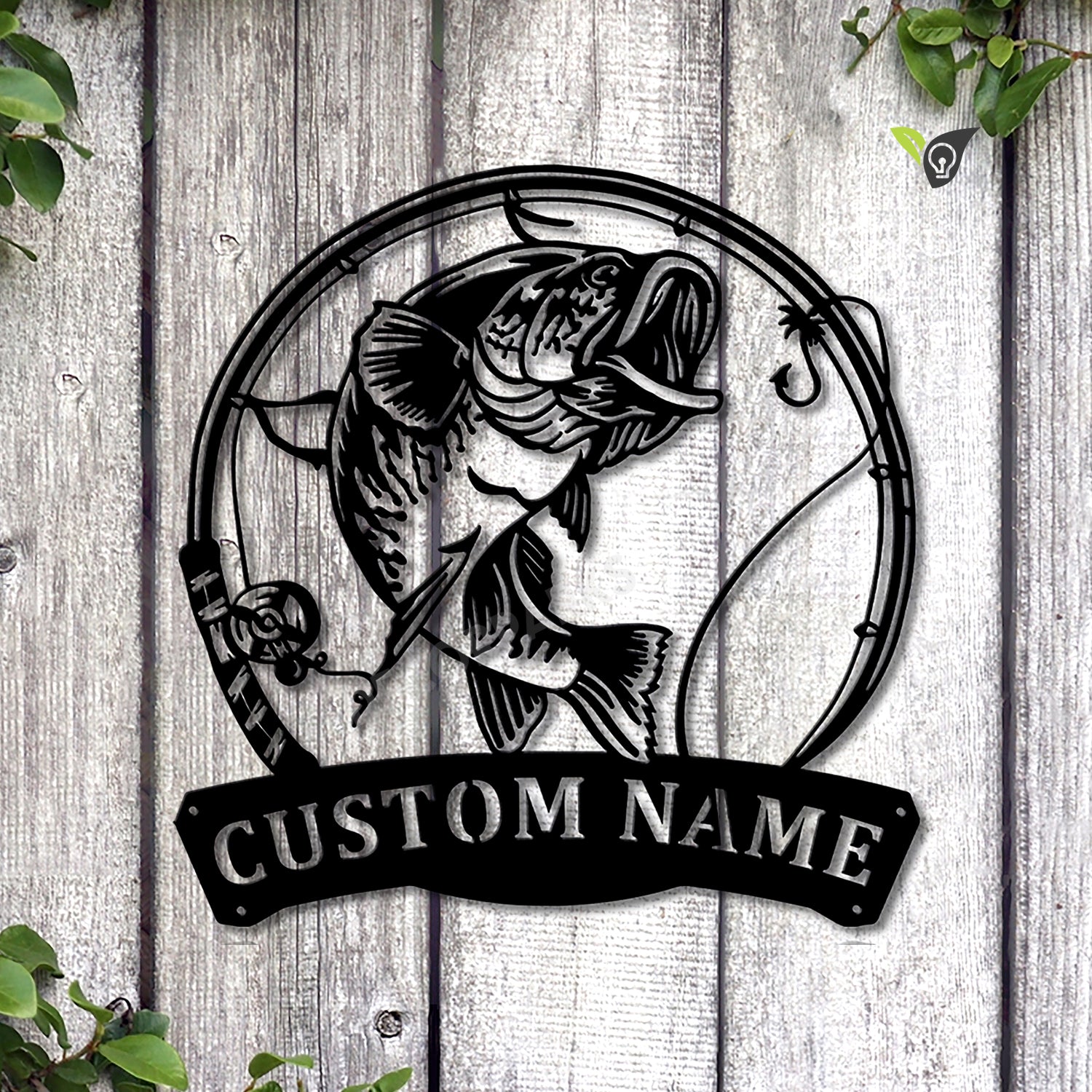 Personalized Largemouth Bass Fish Pole Monogram Metal Sign Art ...