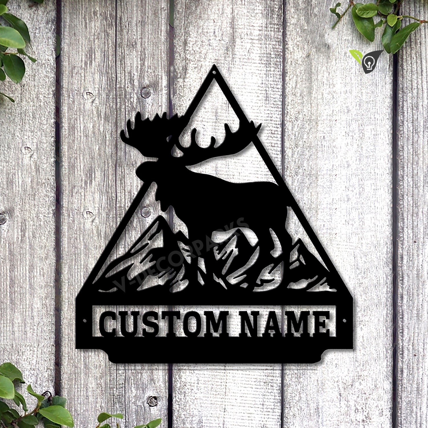Personalized Moose Triangle Metal Sign Art, Custom Moose Triangle Metal ...
