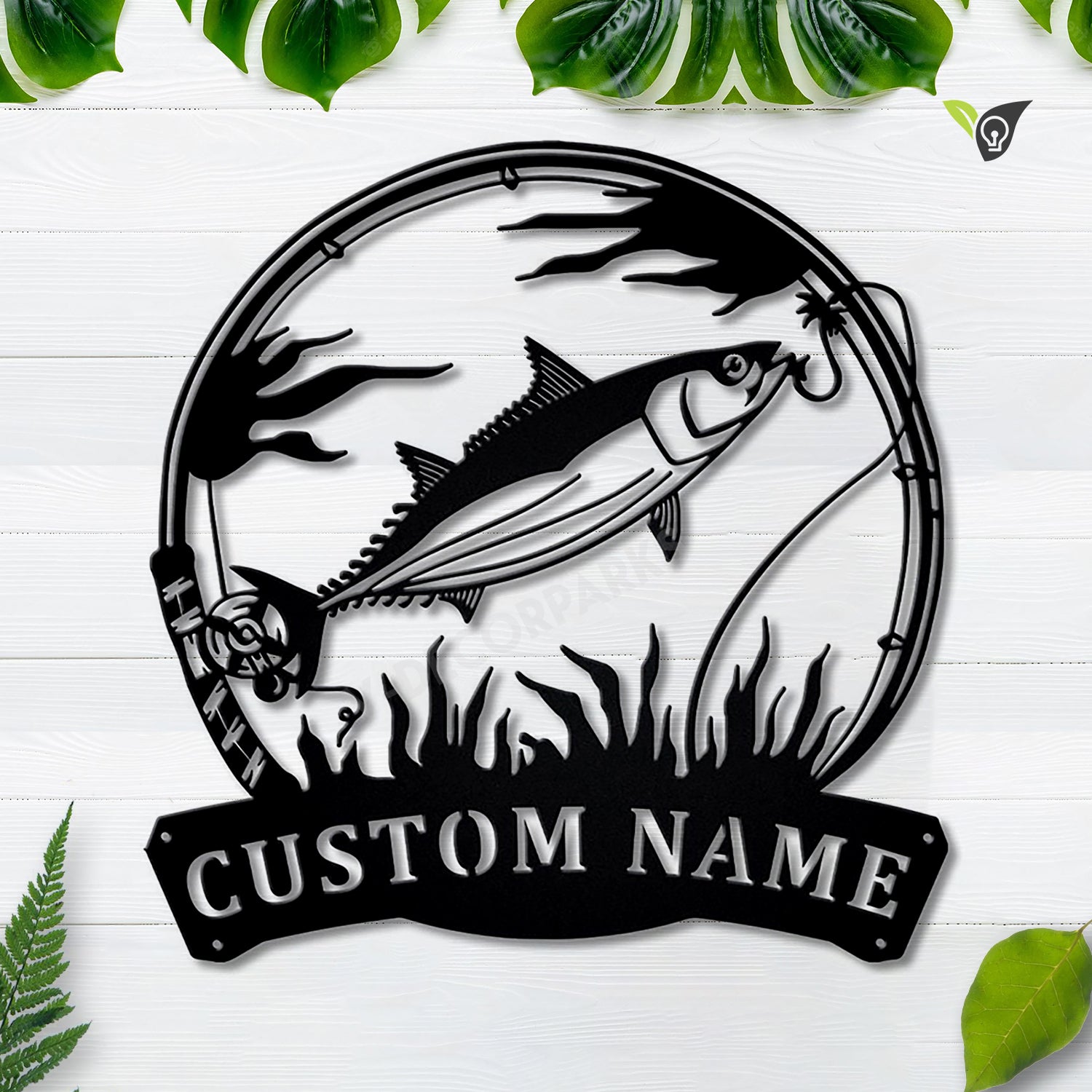 Personalized Skipjack Tuna Fishing Fish Pole Metal Sign Art, Custom ...