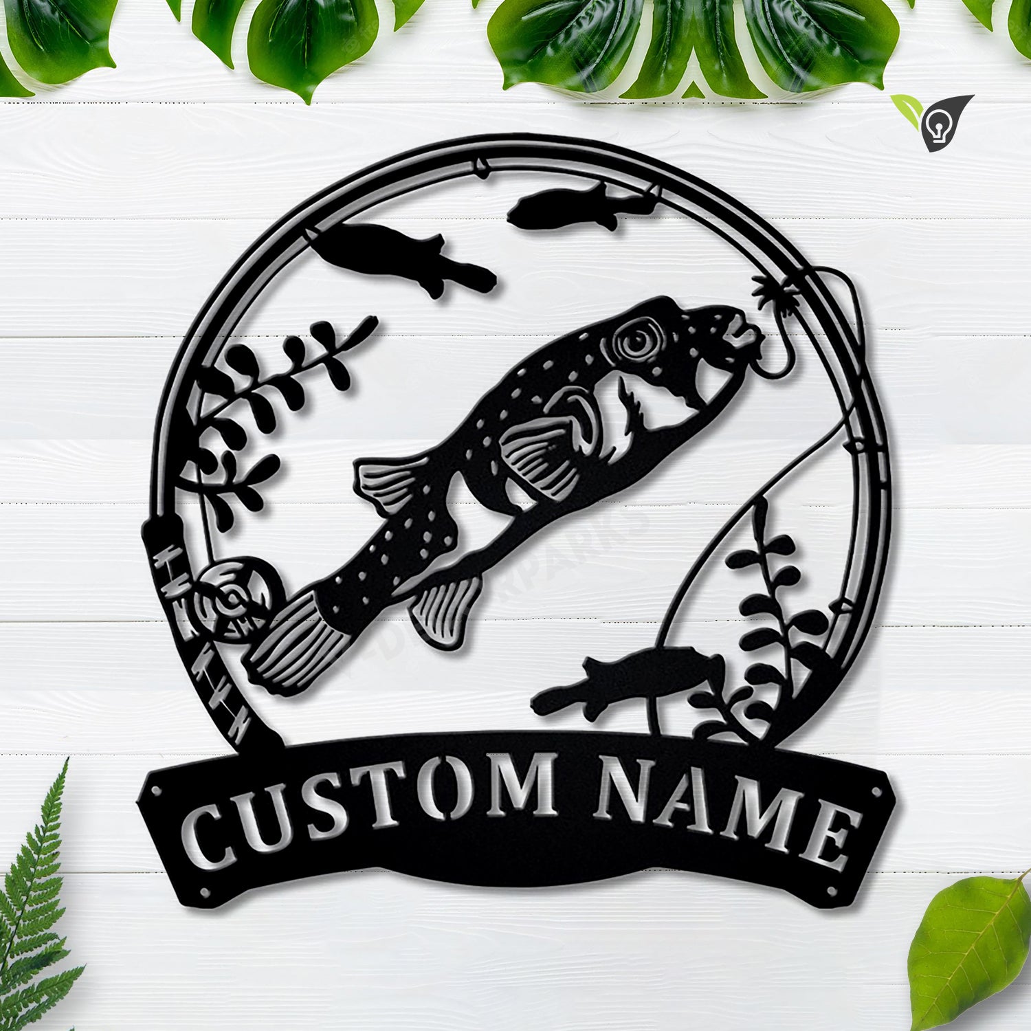 Personalized Puffer Fishing Fish Pole Metal Sign Art, Custom Puffer ...