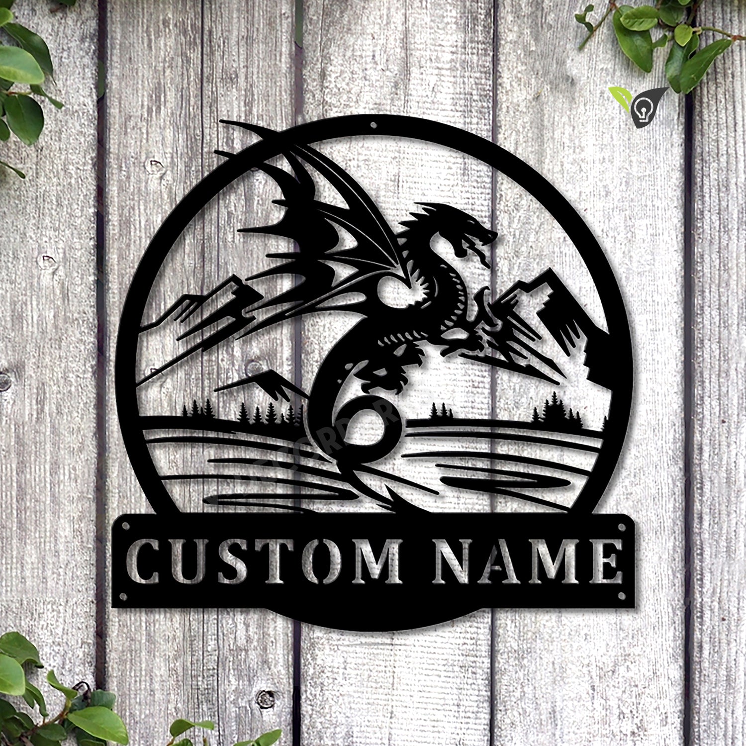 Personalized Dragon Monogram Metal Sign Art V5 Custom Dragon Metal Sign ...