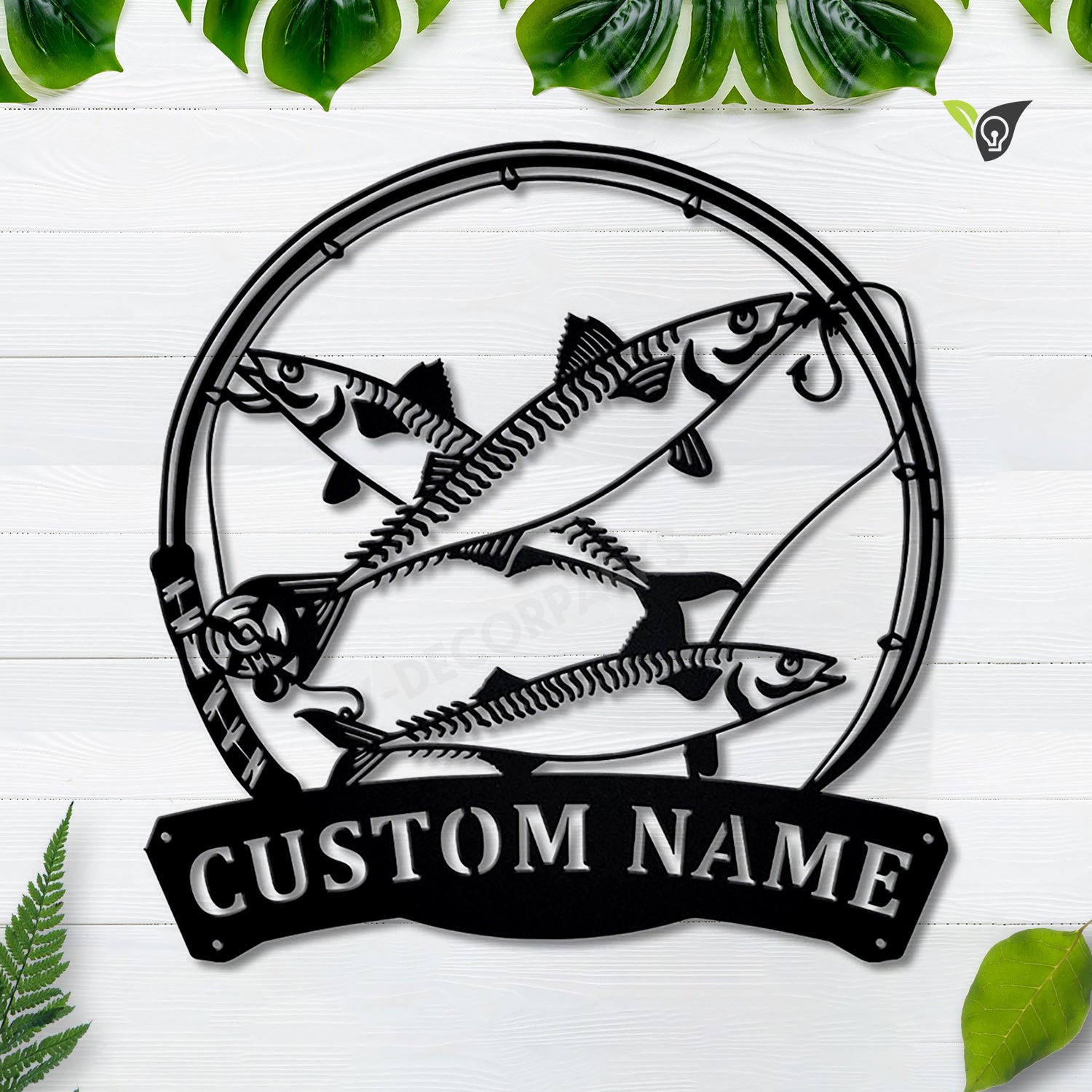 Personalized Mackerel Fishing Fish Pole Metal Sign Art, Custom Mackerel ...