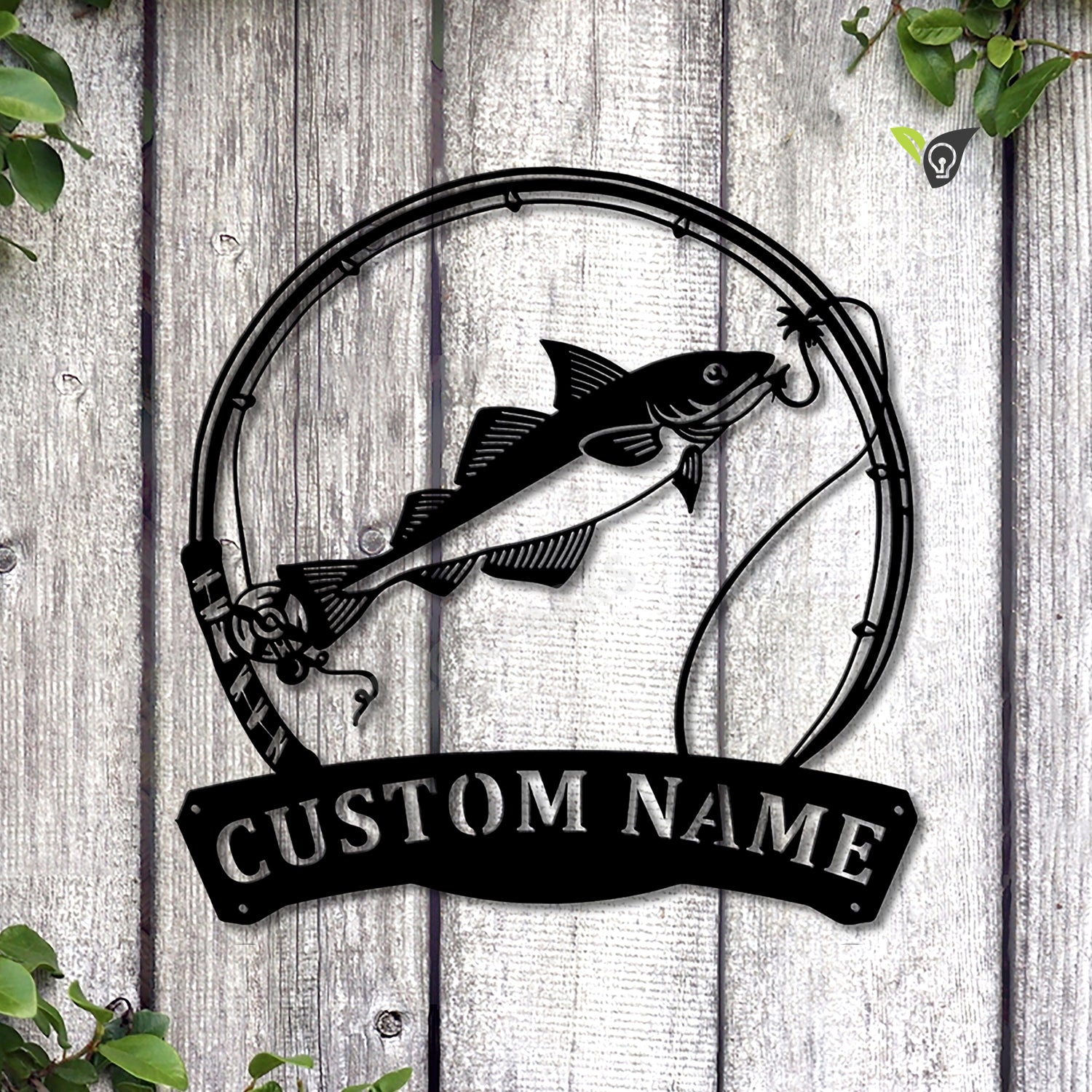 Personalized Haddock Fishing Fish Pole Metal Sign Art, Custom Haddock ...