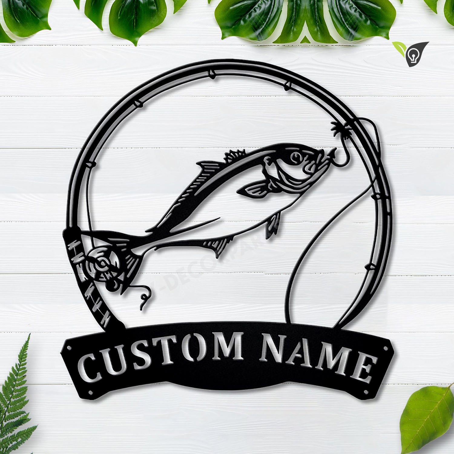 Personalized Amberjack Fishing Fish Pole Metal Sign Art, Custom ...